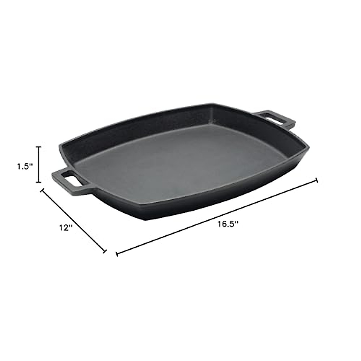Bayou Classic 7471 Cast Iron Shallow Pan Perfect For Hamburgers Grilled Cheese Sandwiches and Bacon Features Wide Loop Handles