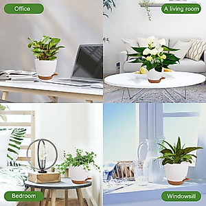 Vanslogreen Plant Pots for Indoor Plants 5 Pack Self Watering Planters, 7/6.5/6/5.5/5 Inch Self Watering Pots with Drainage Hole Plastic Flower Pot for Herbs, Succulents, African Violet (White)