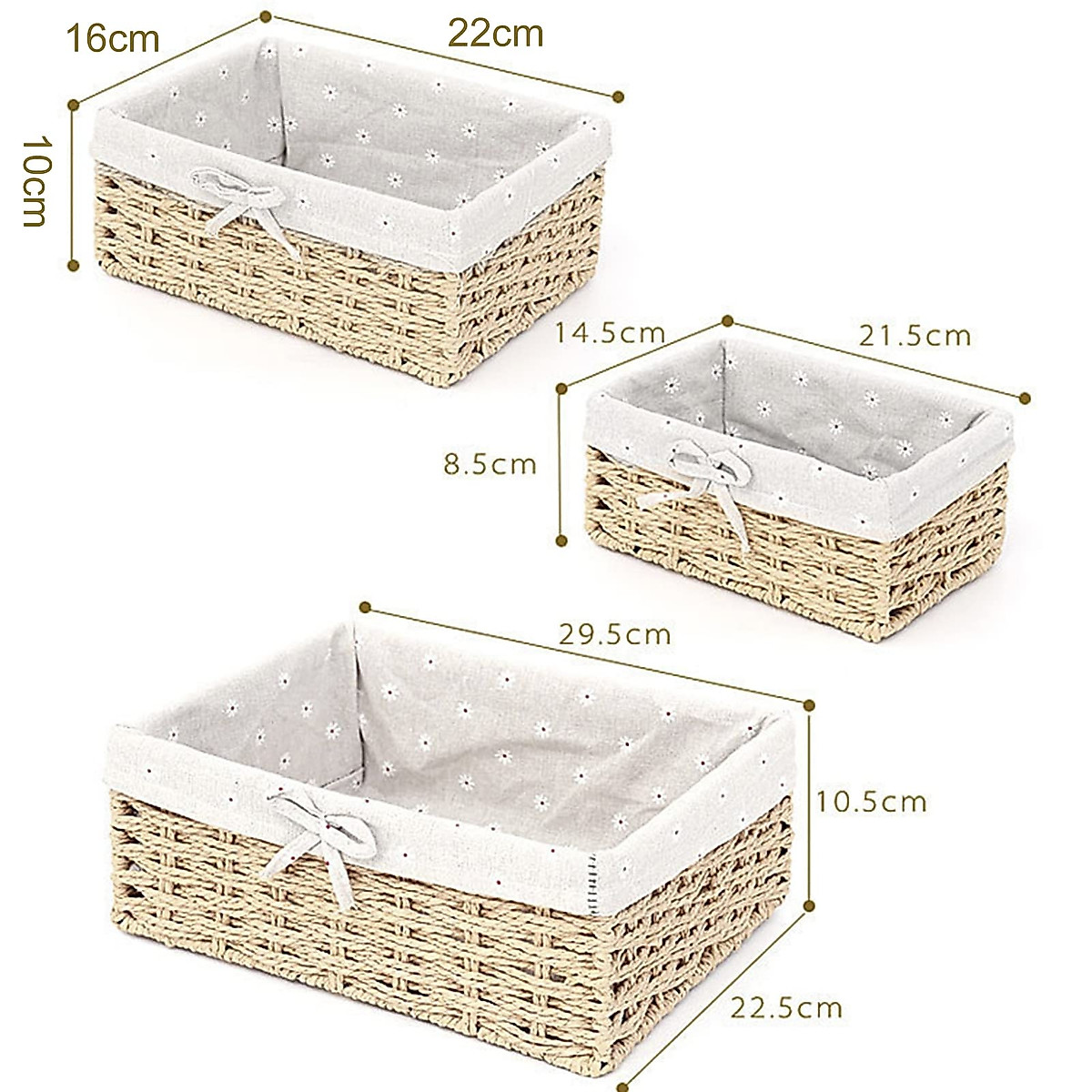 curfair Storage Box Storage Container Convenient Sundries Box Sturdy Construction Good Load Capacity Fabric Multifunction Handmade Clothes Toys Rattan Storage Basket Household Supplies-Khaki-L
