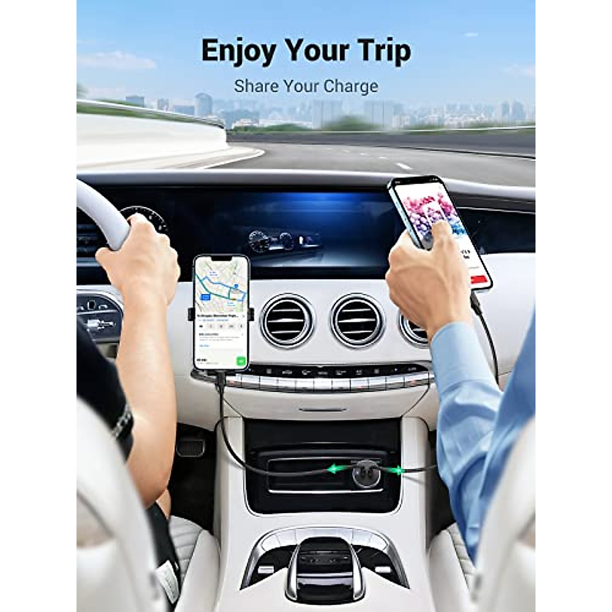 UGREEN USB C Car Charger, 40W Type C Car Charger Dual PD 20W Fast Car Charger Adapter Compatible with iPhone 14/13/12/11, iPad Pro/Mini/Air, Galaxy S23/S22/S21/S20/S10/Note 20, Pixel 5/4/3