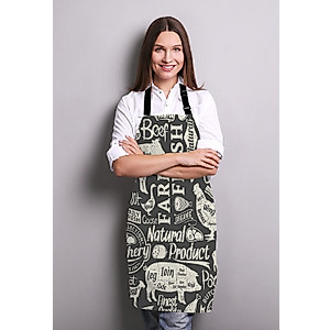 Lefolen Butcher Butchery Animal Adjustable Bib Apron Kitchen Cooking Baking Gardening Apron for Women Men