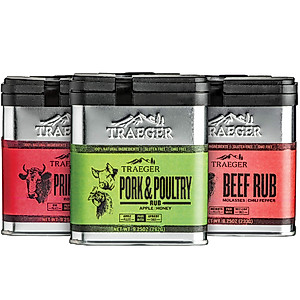 Traeger Grill Holiday Rub Bundle: Pork and Poultry Rub, Prime Rib Seasoning and BBQ Rub, and Beef Seasoning and BBQ Rub