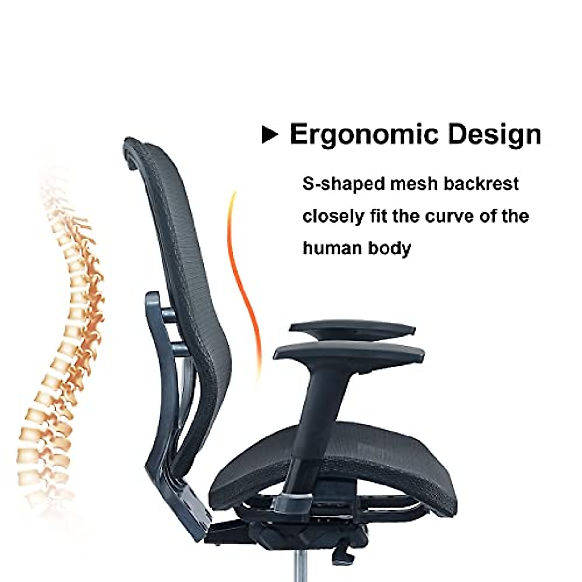 Mesh3 Home Office Mesh Chair Ergonomic Desk Chair with Back Support and Adjustable Armrests for Work from Home and Student Desk Chair with Wheels BIFMA Grey HY-104GR