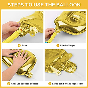 Happy Birthday Banner (3D Gold Lettering) Mylar Foil Letters | Inflatable Party Decor and Event Decorations for Kids and Adults | Reusable, Ecofriendly Fun