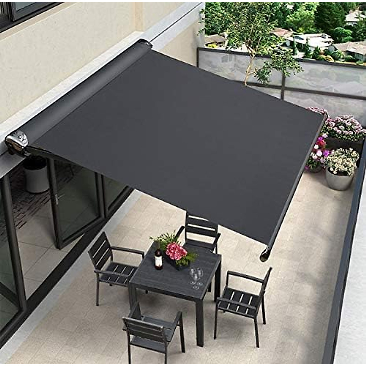 1800D Waterproof Canvas Cordura Fabric 180" L×60" W Heavy Duty Marine Awning Fabric with PVC Backing Anti-UV Reduce Glare Material for Outdoor Indoor Sunbrella Tent Boat Cushion 60" Wide, Black