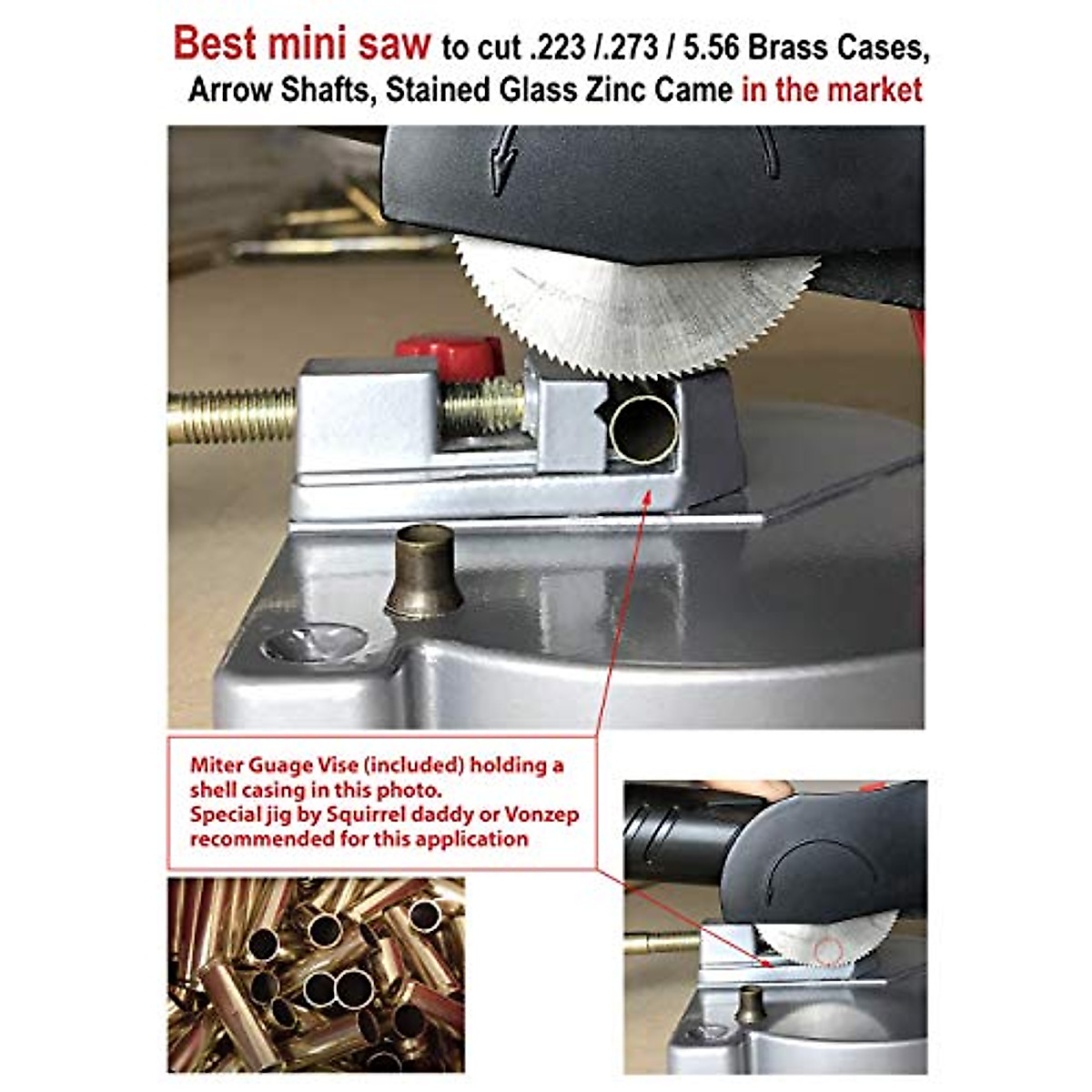 JOUNJIP Mini Miter Cut-Off Chop Saw for Hobby Miniature Model Making, Arrow Shafts, Zinc Stained Glass Came, 223/5.56 Brass - Cuts Max. 1/2"High x 1/2"Wide or 1/4"H x 3/4"W