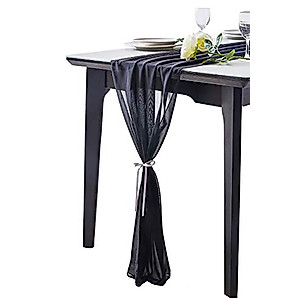 Chiffon Fabric | 10 Yards Continuous | 60" Wide | Wedding Decoration, DIY Decoration, Sheer, Drapery, Solid by Barcelonetta (Black)