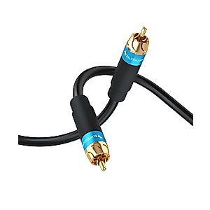 BlueRigger RCA Audio Subwoofer Cable (6FT, Dual Shielded with Gold Plated RCA to RCA Connectors) – for Subwoofer, Amplifier, Home Theater