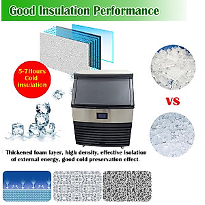 EQCOTWEA Commercial Ice Maker Machine, 330lbs/24H Ice Machine, with Filter, 99lbs Storage Capacity, 126 Pieces Ice Cubes, Stainless Steel Cabinet Ice Maker for Restaurant, Cafe, Bar, Household