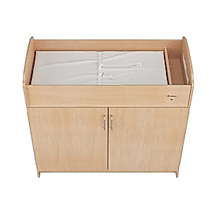 Foundations Serenity Daycare Changing Table with Storage Cubbies, Baby Diaper Changing Station for Childcare Centers, Includes 1" Foam Mattress Pad, Natural Wood Finish