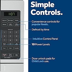 GE GCST07N1WWW Microwave Oven, 700-watt 6 Auto Cooking Settings, Kitchen Essentials for The Countertop, Dorm Room or Apartment, Child-Lock Technology 0.7 Cu. Ft, White