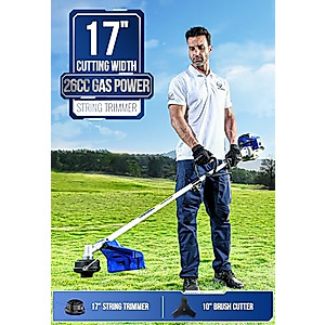 WILD BADGER POWER 26cc Weed Wacker Gas Powered, 3 in 1 String Trimmer/Edger 17'' with 10'' Brush Cutter,Rubber Handle & Shoulder Strap Included