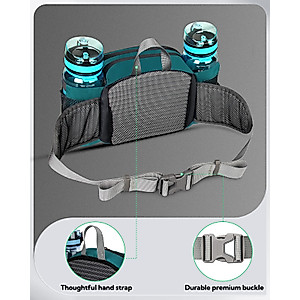 WATERFLY Fanny Pack Waist Bag: Fannie Pack 2 Water Bottle Holders Lumbar Belt Hiking Walking Running Jogging Camping Large Woman Man (Bottle Not Included)