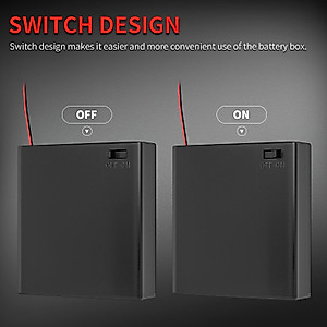 DAIERTEK 4 AA Battery Holder with Switch 6V Battery Case Holder with Cover 4 Slots 1.5V AA Battery Storage Box with Wires Battery Connector -3pcs
