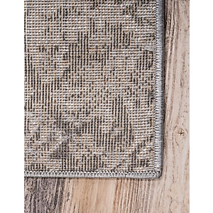 Unique Loom Sofia Collection Area Rug - Grace (6' 1" x 9', Dark Gray/ Gray)