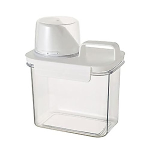 Generic Airtight Laundry Detergent Dispenser with Measuring Cup, Clear Laundry Powder Detergent Storage Box, Washing Powder Container Storage Bucket Plastic Detergent Box Laundry Room Organization,1100ML