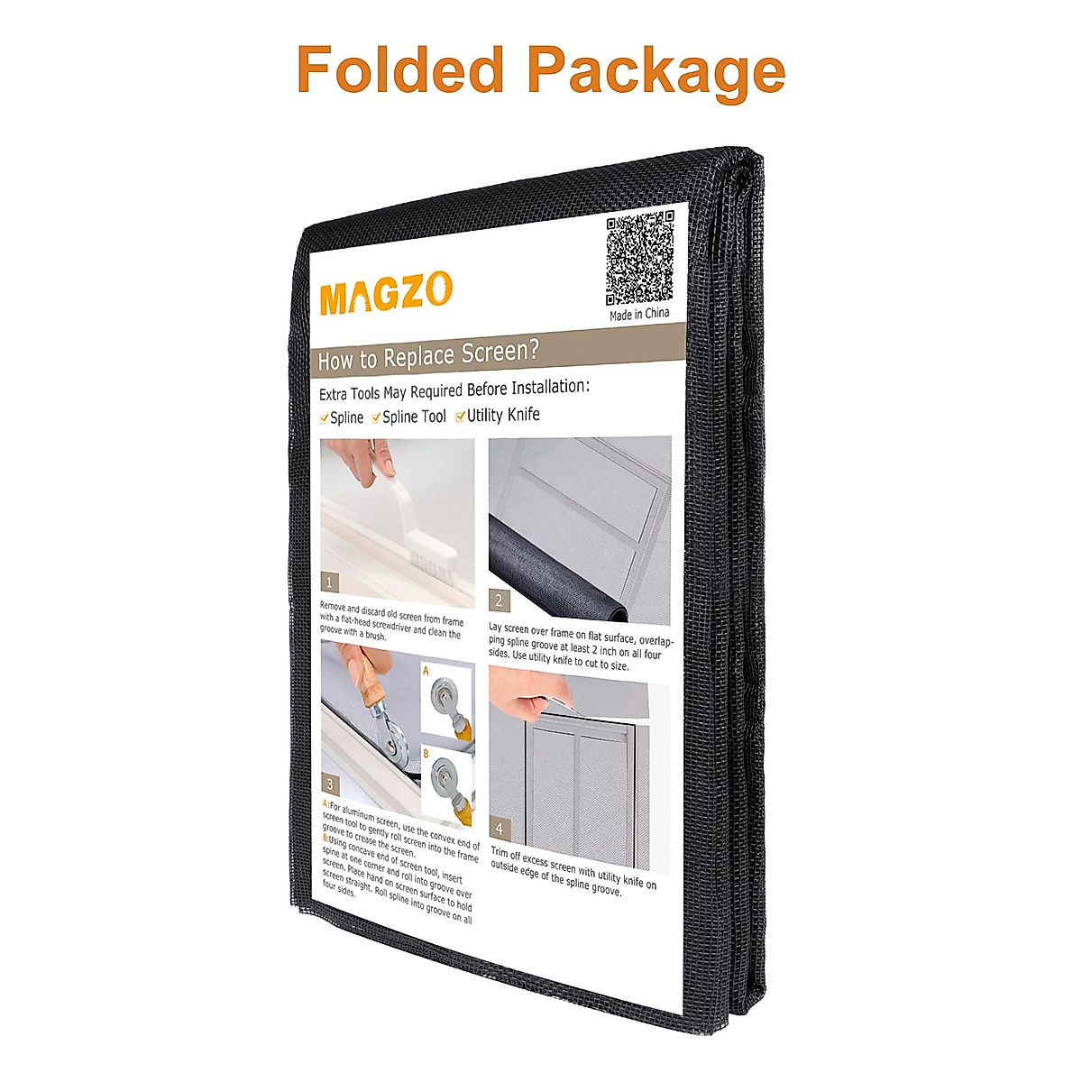 MAGZO Pet Proof Window Screen Door Replacement Mesh, 48" W x 99" L, Vinyl Coated Polyester Fabric Heavy Duty, Dog Cat Net for Sliding Glass/Patio/Balcony/Porch/Pool/Back Deck Windows Doors, Black