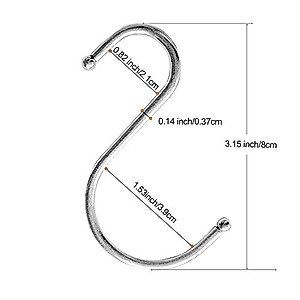 SumDirect S Hanging Hooks, Heavy Duty Stainless Steel S Shaped Hooks for Hanging Apparel Kitchenware Utensil (3 1/10 inch, 10pcs)