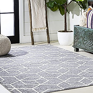 JONATHAN Y SEU101F-5 Tumbling Blocks Modern Geometric Indoor Area-Rug Contemporary Casual Easy-Cleaning Bedroom Kitchen Living Room Non Shedding, 5 X 8, Gray/White