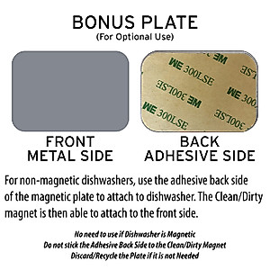 Dirty Clean Dishwasher Magnet, Strong Clean Dirty Magnet for Dishwasher, Reversible Dishwasher Clean Dirty Magnet Sign, Bonus Magnetic Plate, Kitchen Flip Indicator (Black and White Granite)