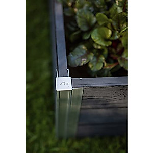 Vita Urbana 4 Foot x 4 Foot x 11 inch Embossed Vinyl Modular Garden Bed, Slate Gray, Grey, Woodgrain, PVC, BPA and Pthalate Free, VT17600