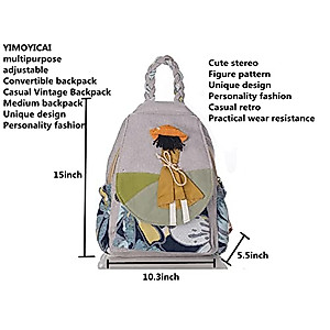 YIMOYICAI Backpack Purse for Women Girl's Convertible Sling Bag Boho Hippie Embroidered Woven Canvas with Woven Cotton Perfect Small Sling Bag Girl in the Wind