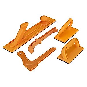 POWERTEC 71009 Push Block and Push Stick Set for Table Saws, Router Tables, Band Saws & Jointers, Dual Ergonomic Handles w/Max Grip, Hand Protection for Woodworking, Safety for Woodworkers – 5 Pack