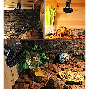 2-Pack 75W Ceramic Heat Lamp with 1-pcs Digital-Thermometer, Infrared Heat Emitter Bulbs for Reptiles, Amphibians, Chicken Brooder Coop Lizard Turtle Snake Aquarium, No Light No Harm, ETL Listed