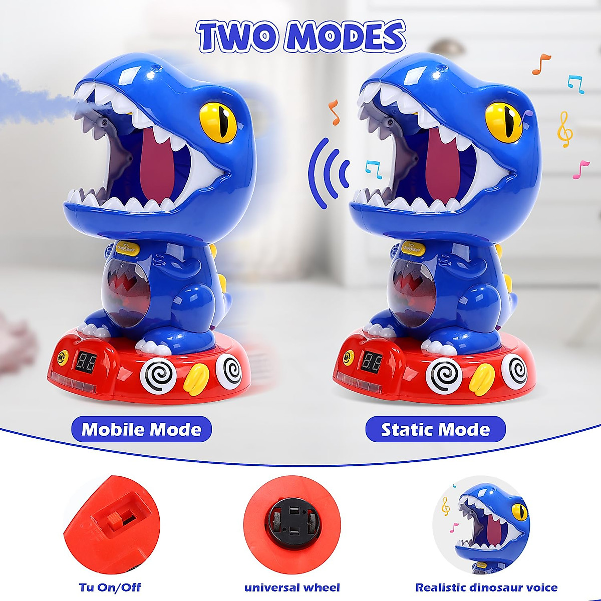 EagleStone Movable Dinosaur Toys for Kids 5-7, Spaying & Auto Scoring, Dino Shooting Target Game with 2 Pump Guns, 48 Foam Balls, Sound, Fun Gift for Boys & Girls, Party Favor