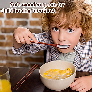 Wooden Spoon and Chopsticks Set Long Handle Spoon Chopstick Flatware Reusable Tableware Combination Utensils for Eating Food, 9.3 Inch (12)