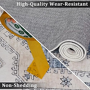 GlowSol Boho Area Rug 9x12 Washable Large Rug Moroccan Living Room Rug Non-Slip Non-Shedding Print Floor Carpet Soft Geometric Carpet Foldable Rug Bedroom Office Farmhouse