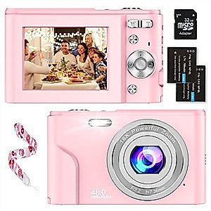 Digital Baby Camera for Kids Teens Boys Girls Adults,1080P 48MP Kids Camera with 32GB SD Card,2.4 Inch Kids Digital Camera with 16X Digital Zoom, Compact Mini Camera Kid Camera for Kids/Student（Pink）