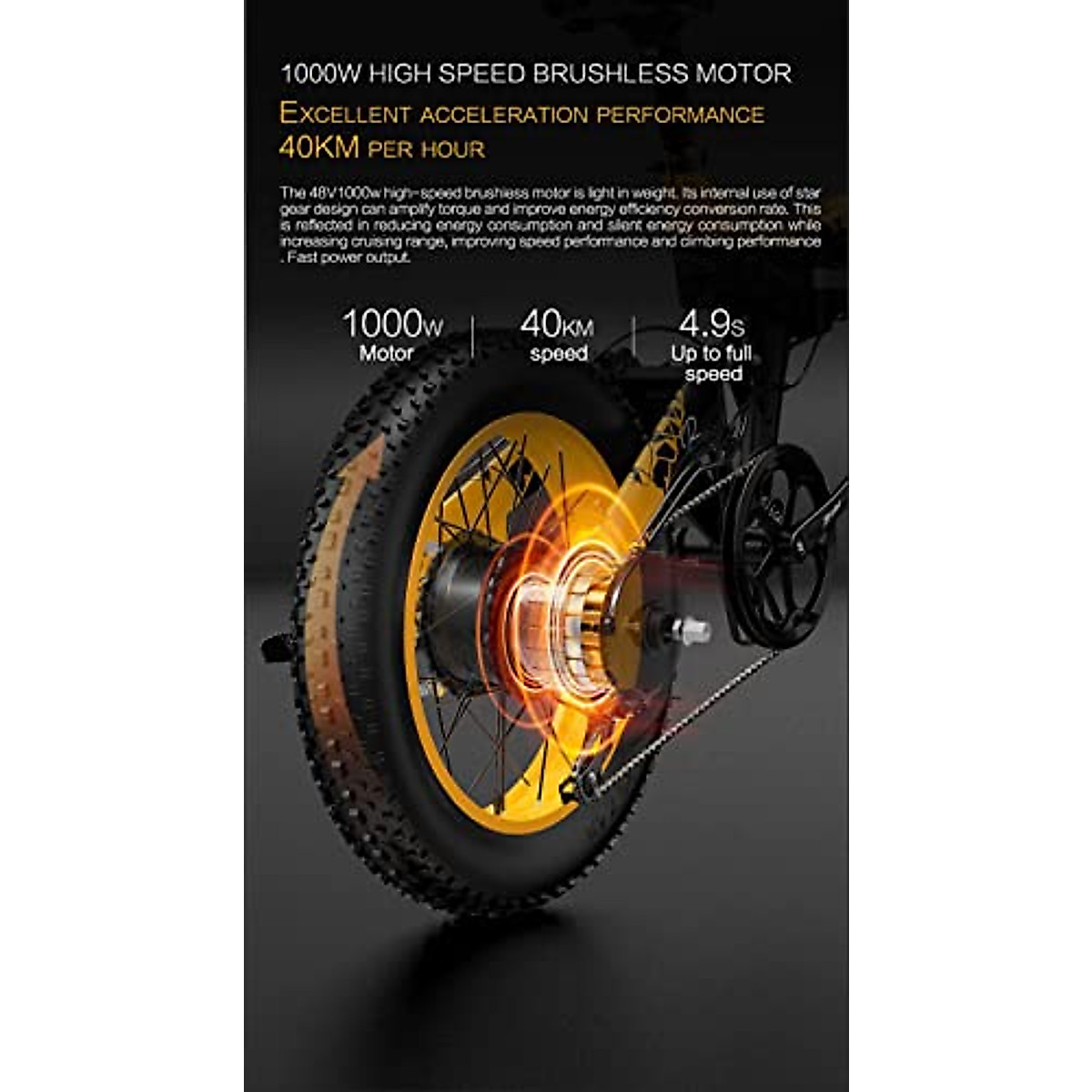 Bezior Electric Bike XF200 for Adults, Foldable 20" x 4.0 Fat Tire Electric Bicycle, 1000w Motor 48V 15Ah Removable Lithium Battery, 25MPH Electric Mountain Bike, Suspension Fork, 7 Speed Gear