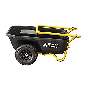 Gorilla Carts GCR-4 4 Cu. Ft, 300-pound Capacity, Poly Yard Cart, Black/Yellow
