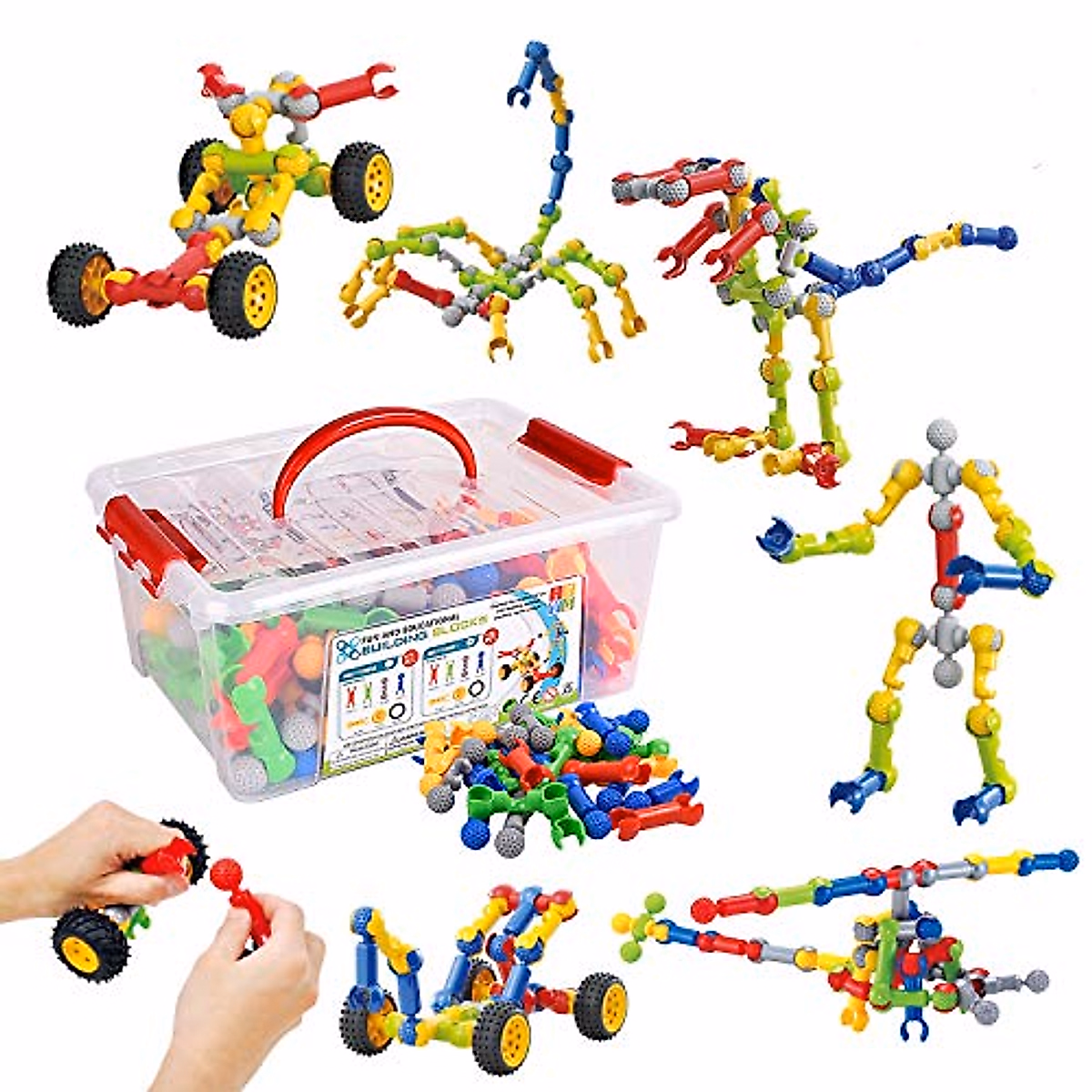 Huaker Kids Building STEM Toys,125 Pcs Educational Construction Engineering Building Blocks Kit for Ages 3 4 5 6 7 8 9 10 Year Old Boys and Girls,Best Gift for Kids Creative Games & Fun Activity