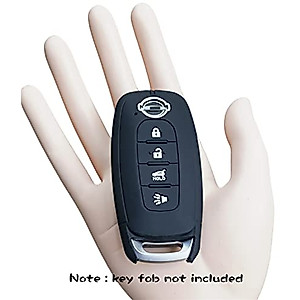 RUNZUIE 2Pcs Silicone Remote Smart Key Fob Compatible with 2024 2023 Nissan Rogue Pathfinder Key Fob Cover 4 Button (Black/Black with Red)