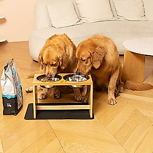 Yangbaga Elevated Dog Bowls, Raised Dog Feeding Station with 2 Bowls, Comes with a Nonslip Pad, Easy to Clean