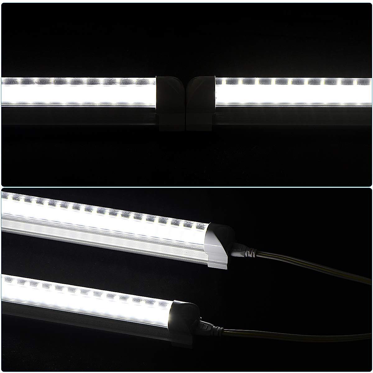 BSK.BESTKA 25 Pack 4FT LED Shop Light, 75W Integrated LED Tube Light,9000LM,6000K, Double Sided 4 Rows V Shape 270 Degree Lighting LED Bulbs for Garage Warehouse Workshop,Plug and Play,Linkable