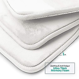 Clara Clark Bathroom Rugs - Ultra Soft Bath Mat, Non-Slip Bathroom Rug Set - Velvet Memory Foam Bath Mats for Bathroom, Set of 2 Bath Rugs, 17 x 24, White