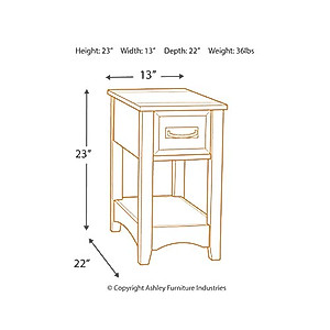 Signature Design by Ashley Breegin New Traditional Wooden Chair Side End Table with 1 Drawer and 1 Fixed Shelf, Brown