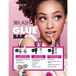i-Envy Super Strong Hold 3D Strip Lash Glue Brush-On False Eyelash Adhesive, Waterproof, Hypoallergenic, Latex & Formaldehyde Free (Black)