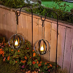Hanging Solar Lights Outdoor - 2 Pack Small Metal Hanging Tree Lanterns with Retro Design for Patio, Yard, Pathway and Garden Candle Lanterns Retro Lights Decoration