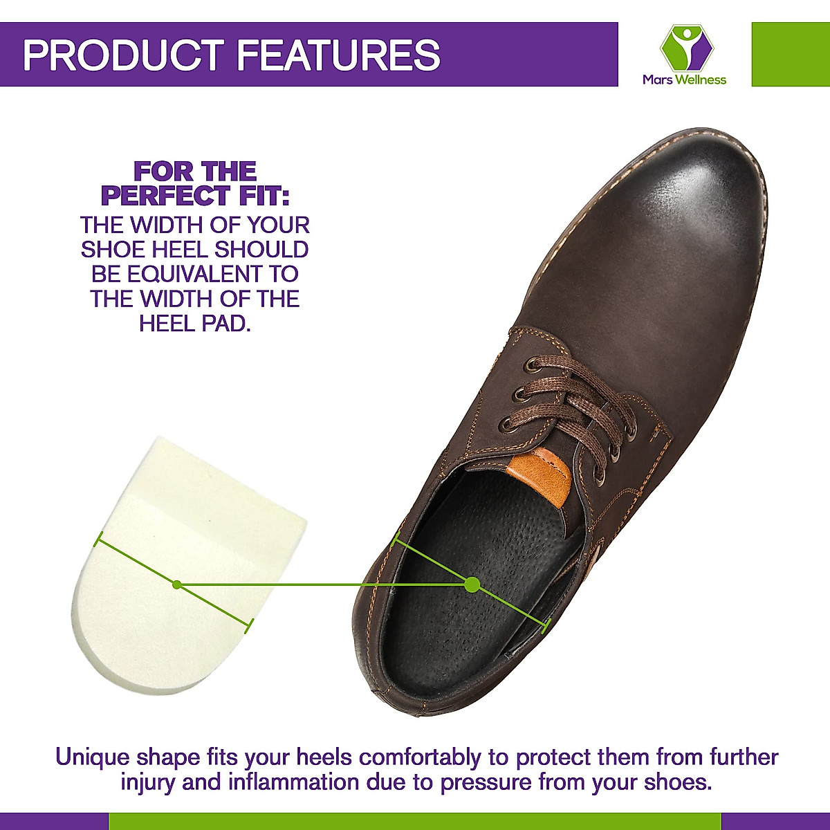 Foam Heel Cushion Pad 1/2" Non Adhesive - Foot Pain Relief - 4 Pairs