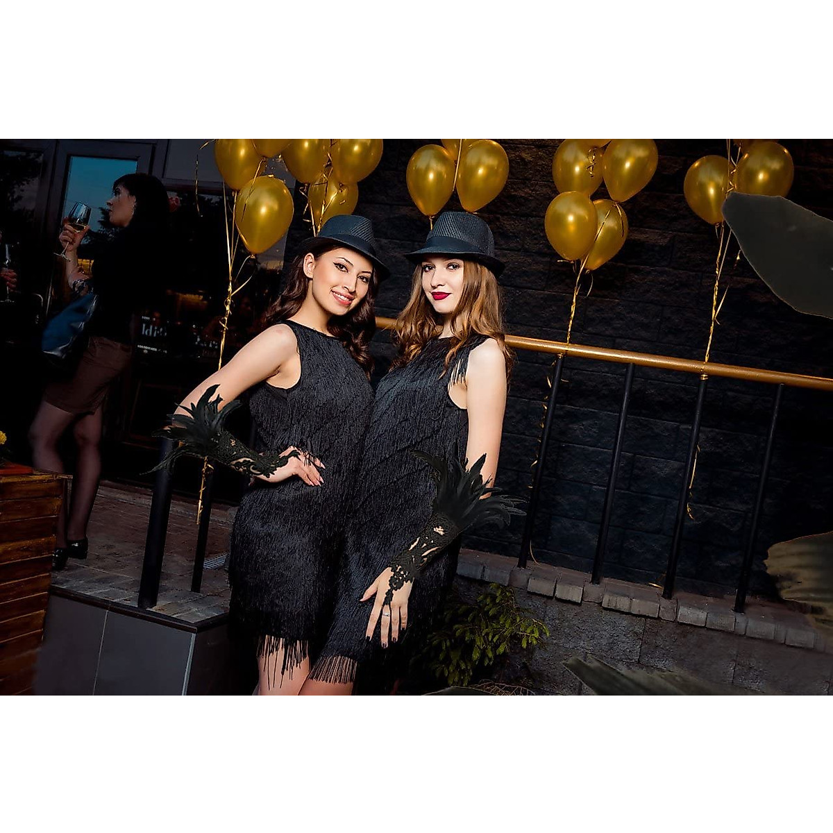 HOMELEX Women Black Lace Feather Gloves Witch Angel Costume Accessories Swan Wings Wrist Bands