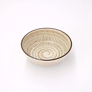 Mino Ware Serving Bowl, 5.2 inch, Beige, Mino-Mingei, Japanese Ceramic Soup/Salad Bowl, Microwave/Dishwasher Safe