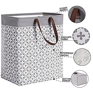 [2 Pack] Laundry Basket, Freestanding Laundry Hamper with Extended Handles, Waterproof Large Waterproof Clothes Hamper Organizer, Collapsible Lightweight Hampers for Laundry, Clothes,Towels, Toys