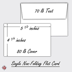 Heavyweight Blank White Note Cards and Envelopes | 4 1/4” X 5 1/2” Inches (A2) | 50 Cards and 50 Envelopes | Not a Fold Over Card