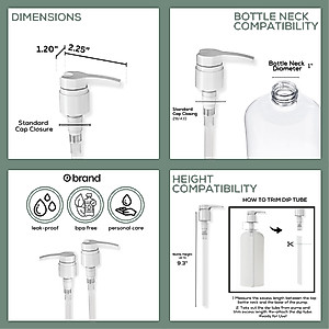 Shampoo/Conditioner Pumps, 4 Pack, for 1 Liter Bottles (White)