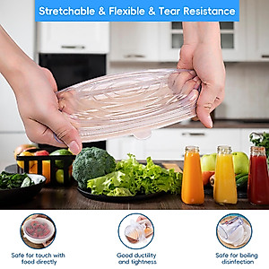 12PCS Silicone Stretch Lids for Food Storage, 6 Specifications of Reusable Silicone Bowl Cover, Suitable for Various Food Containers, High and Low Temperature Scenarios (Microwave Ovens, Freezers)