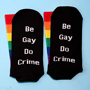 JXGZSO 2 Pairs Gay Pride Rainbow Socks LGBTQ Pride Flag Be Gay Do Crime Rainbow Socks Pride Gifts Lesbian Pride